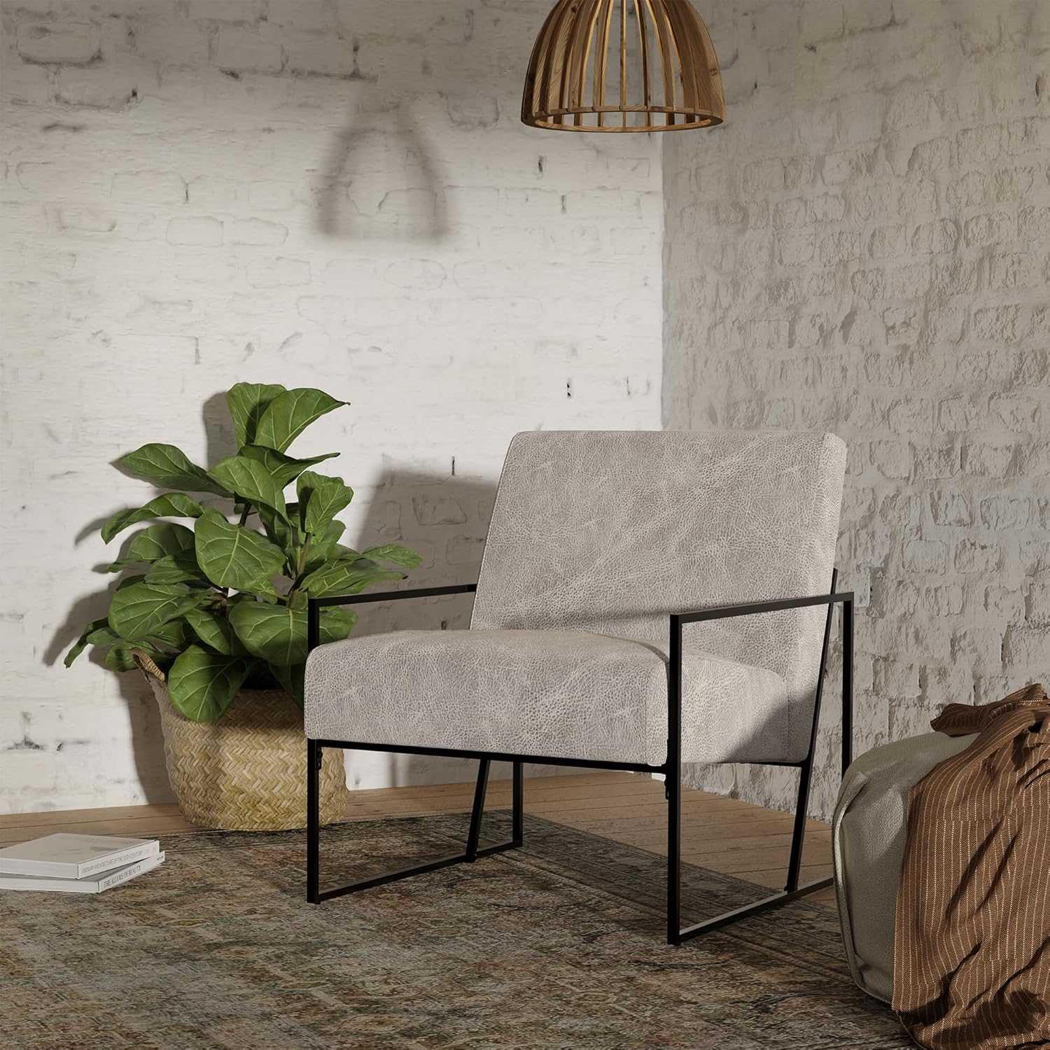 eLuxurySupply Accent Chair - Modern Industrial Slant Armchair with ...