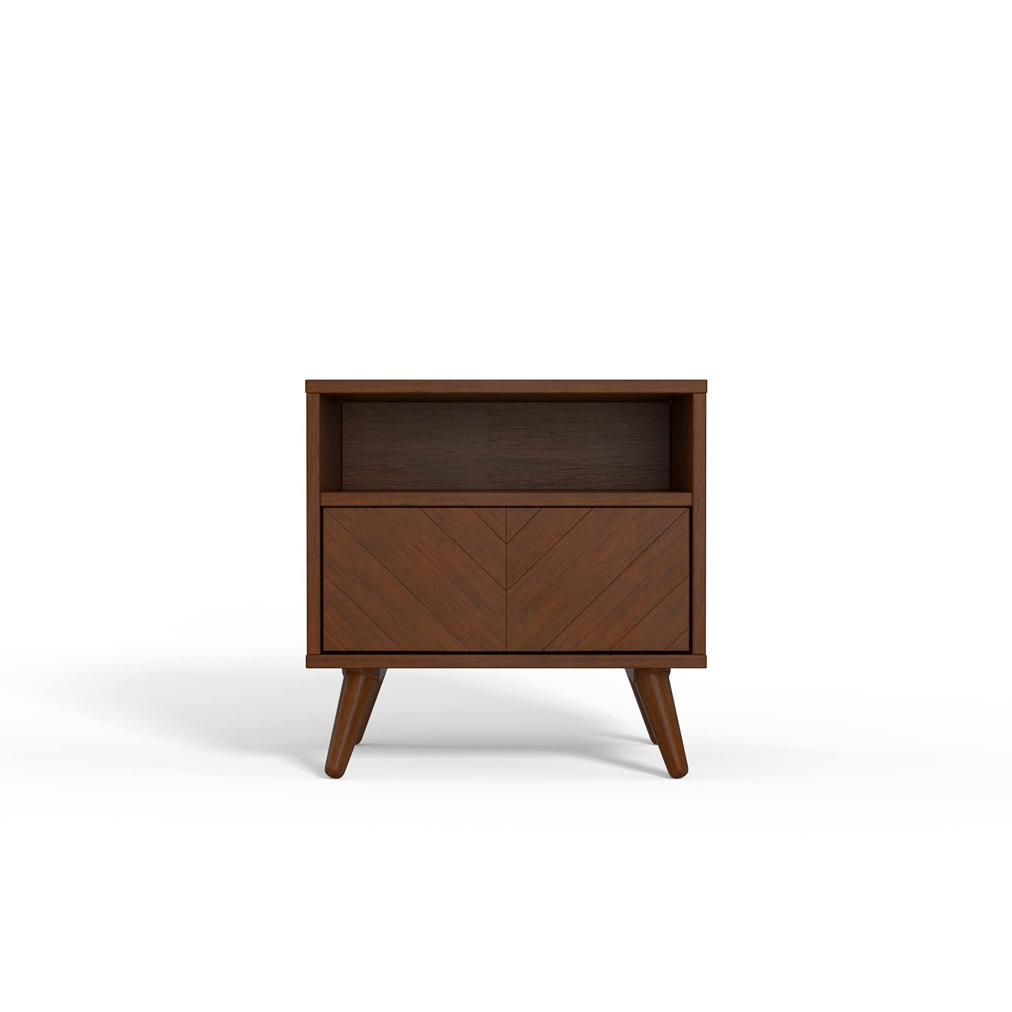 eLuxurySupply Wooden Chevron Nightstand Table - 100% Solid Mahogany ...