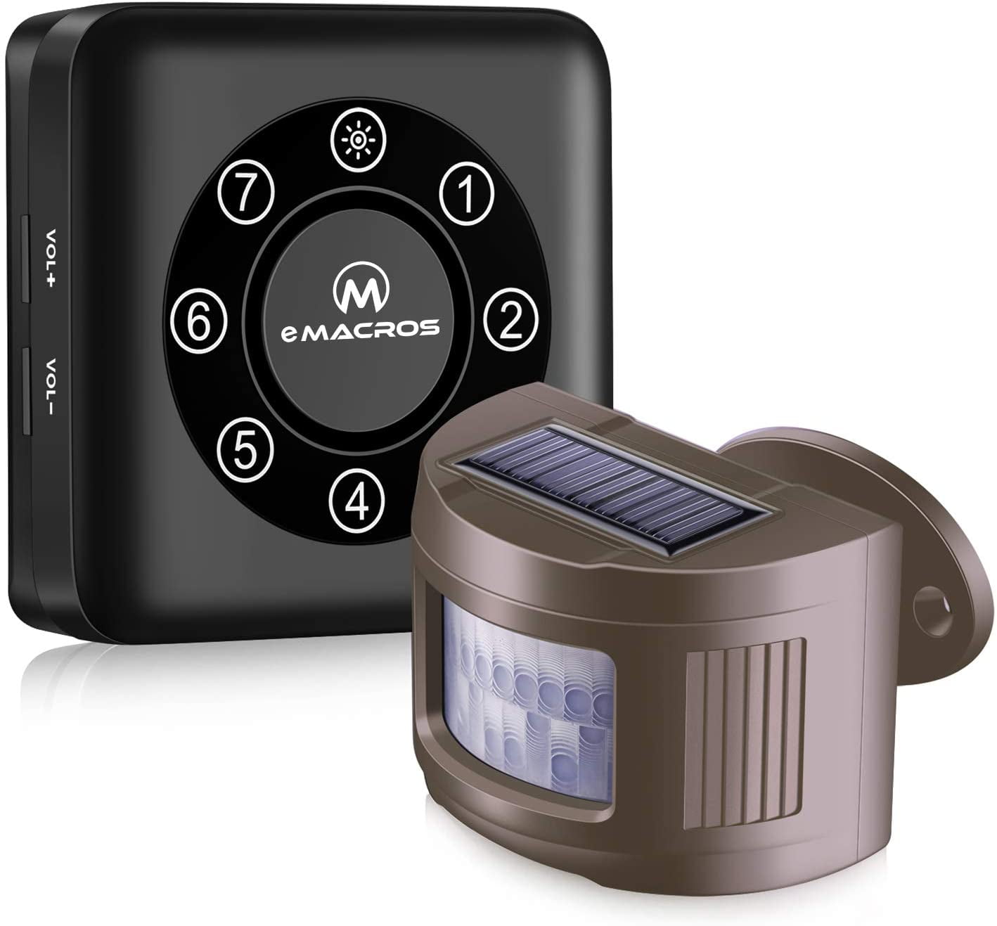 eMACROS 7-Channel Solar Wireless Driveway Alarm System, Outdoor Motion ...