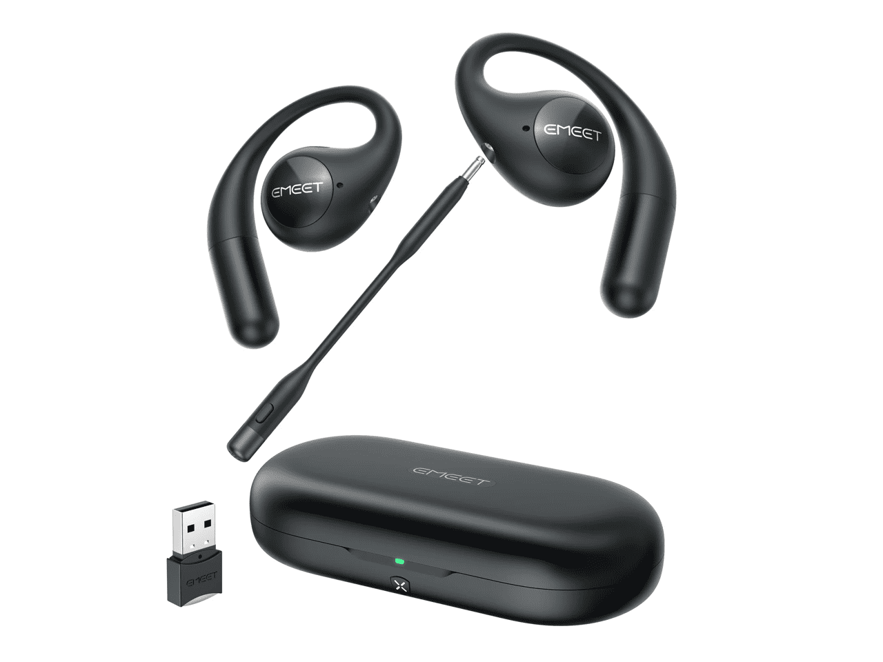 EMEET Airflow Open-Ear Earbuds with Detachable Boompole and Uplink ...