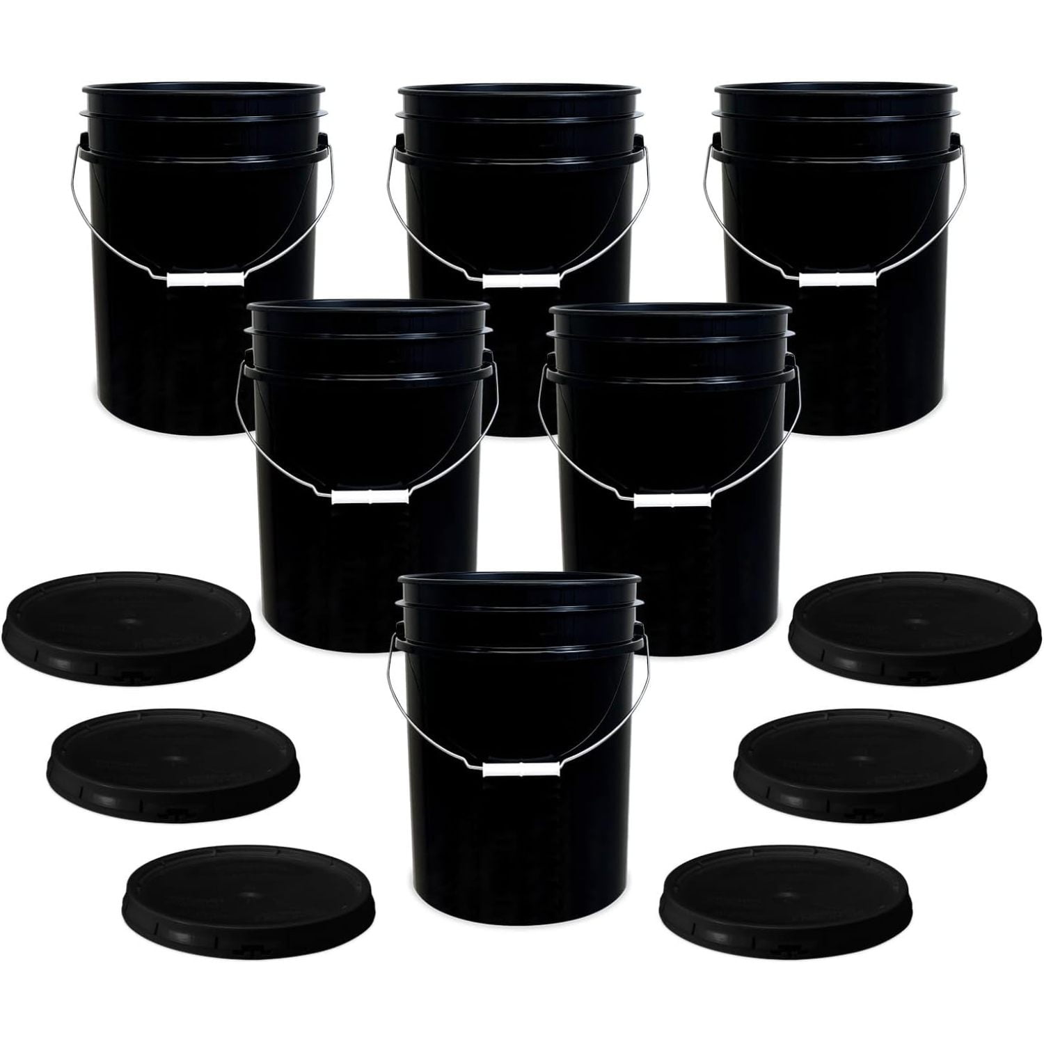 ePackageSupply 5 Gallon Black Bucket Pail Container with Airtight Lid I ...