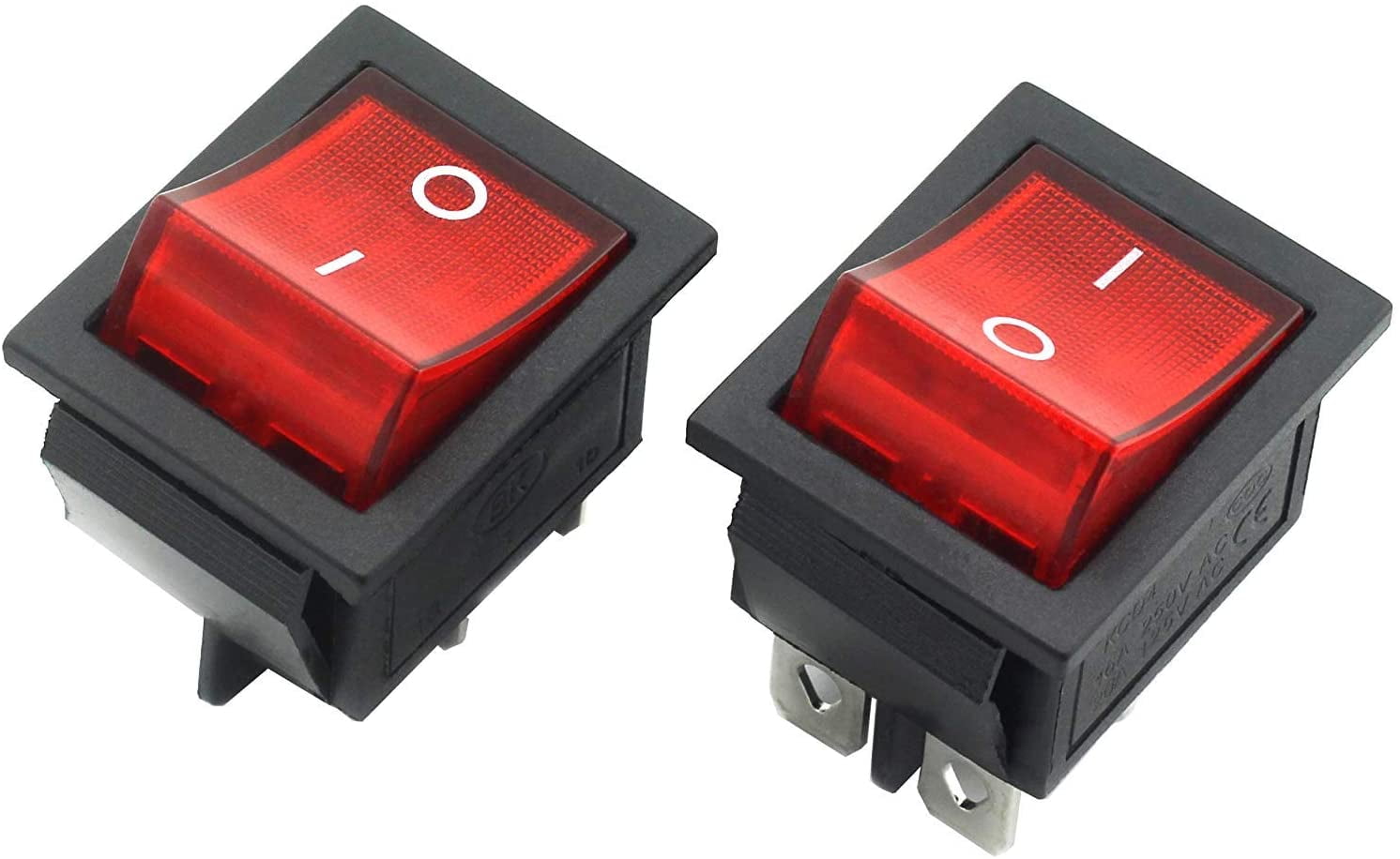 ePhotoInc 2-Pack Rocker Power Switch 16A 4 Pin 2 Position ON/Off Power ...