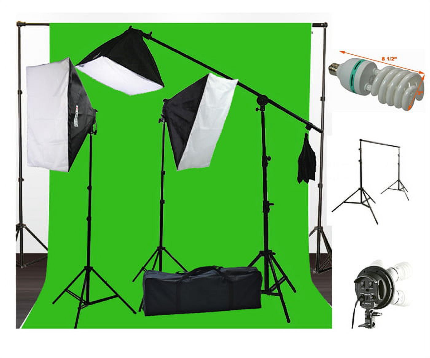 ePhotoInc 3200K Warm Light 3 Softbox Photography Video Studio Boom ...