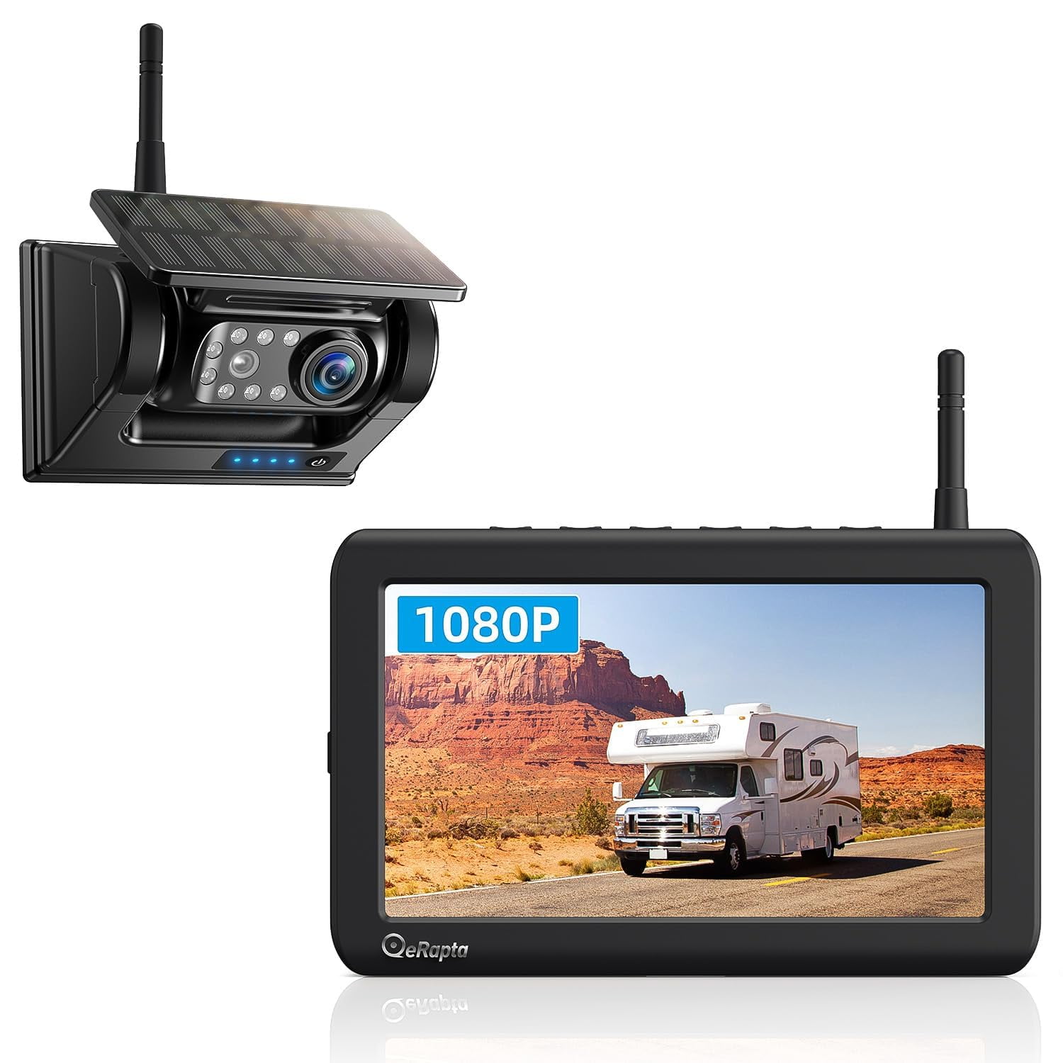 eRapta Magnetic Solar Wireless Backup Camera 7" 1080P Monitor 1 Min ...