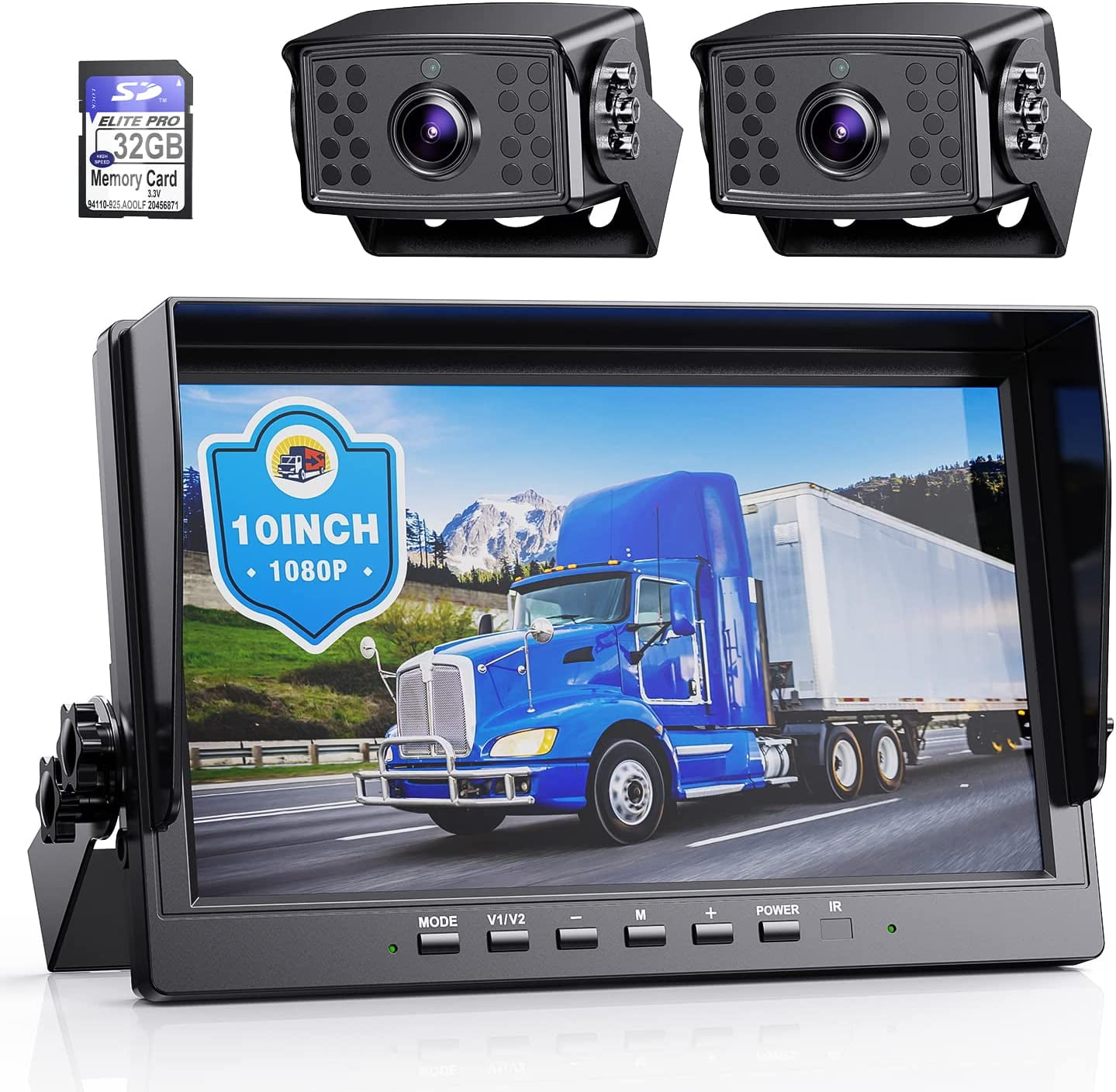 eRapta Wired Backup Camera 10'' Monitor 1080P HD IP69 Waterproof Backup ...