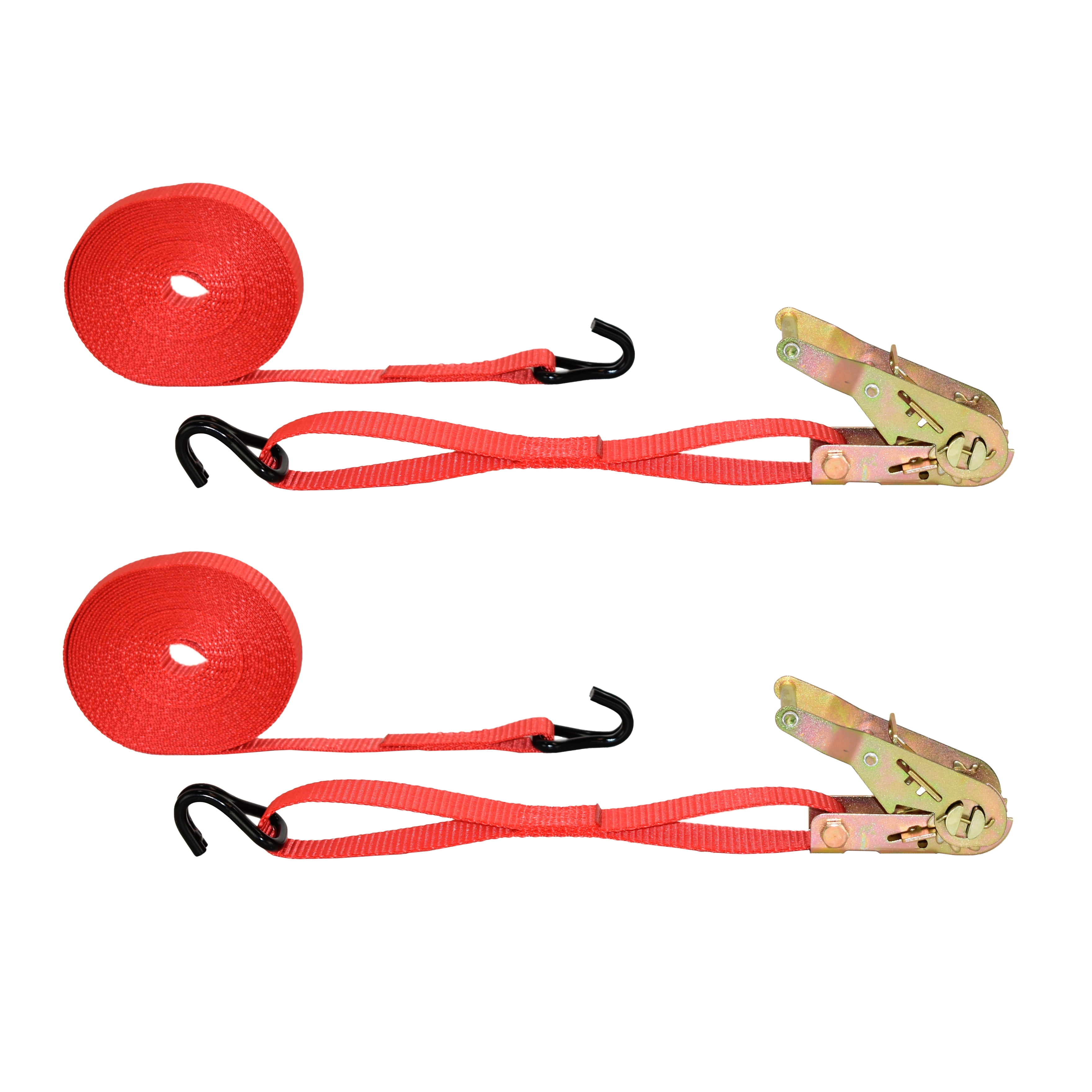 eRatchet 1" Tie-Down Ratchet Straps w/ Black Double J Wire Hooks | 3,300 Lbs. Breaking Strength ...