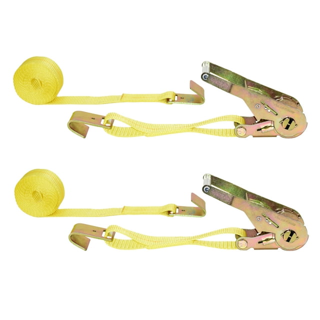 eRatchet 2" Tie-Down Self Tensioning Ratchet Strap w/ Black Flat Hooks | 11,000 Lbs. Breaking ...
