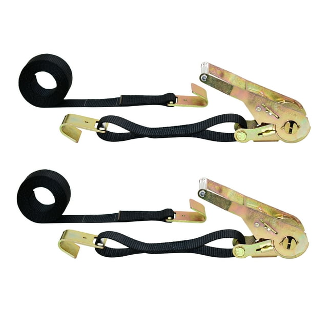 eRatchet 2" Tie-Down Self Tensioning Ratchet Strap w/ Black Flat Hooks | 11,000 Lbs. Breaking ...