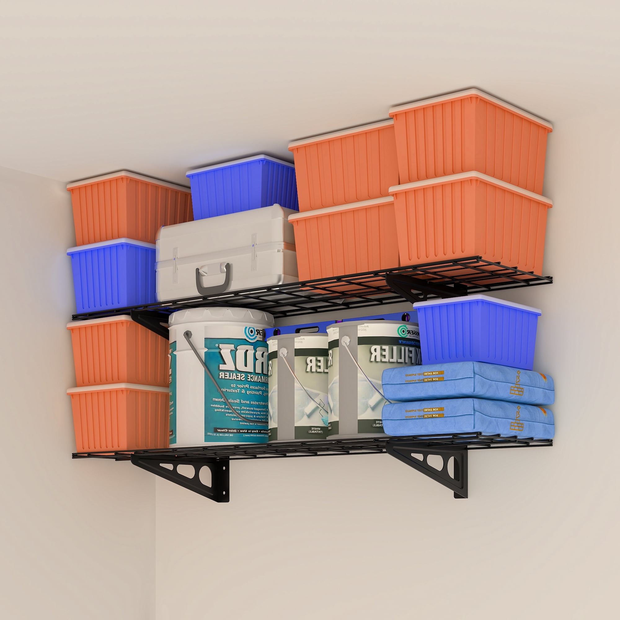 "eShelf Overhead Mount Unit, 2-Pack Wall Shelf Steel Garage Storage ...