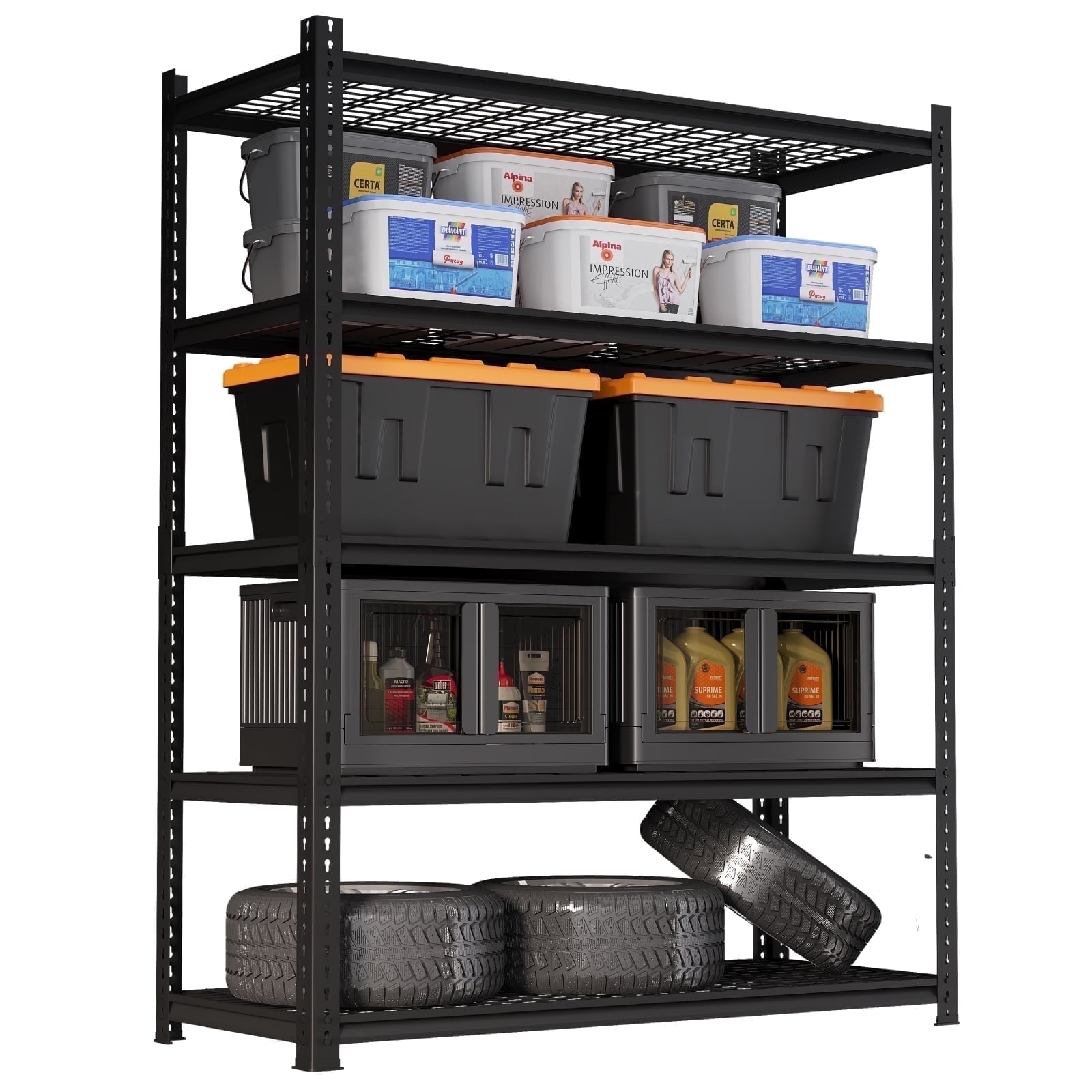eShelf 5 Tier Metal Shelving Unit Garage shelves Wire Grid , Storage ...