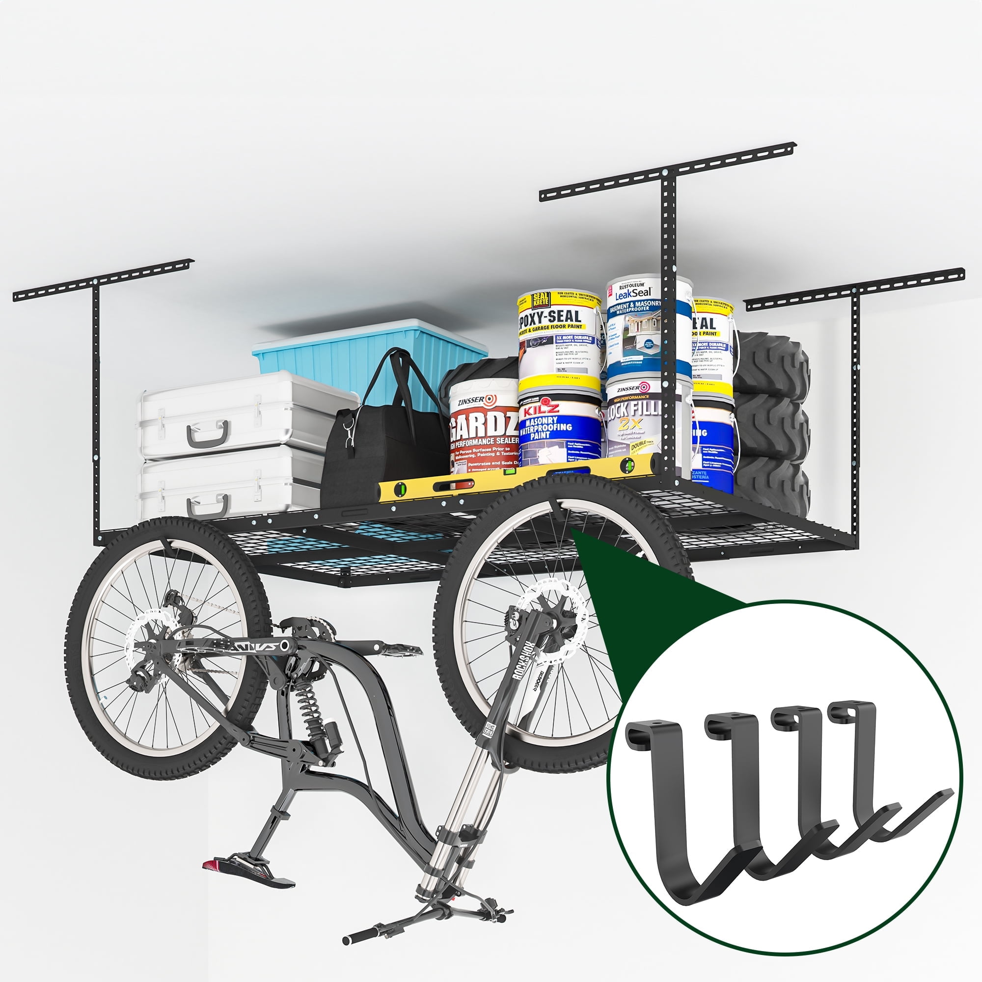 eShelf Set of 4 Rail Hooks for Garage Racks and Wall Storage Shelves ...