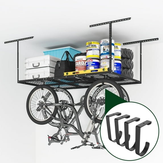 FLEXIMOUNTS Heavy Duty Adjustable Overhead Garage Storage Ceiling Rack ...