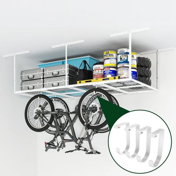 eShelf 4x8 Heavy Steel Overhead Garage Storage Rack, Adjustable Ceiling ...
