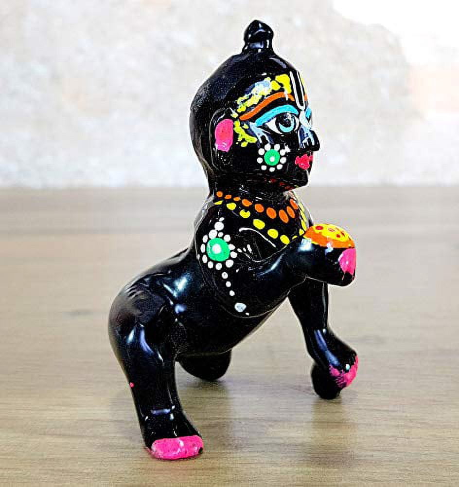 eSplanade 7.5 cms Black Painted Brass Gopal Laddoo/Baby Krishna - Brass ...