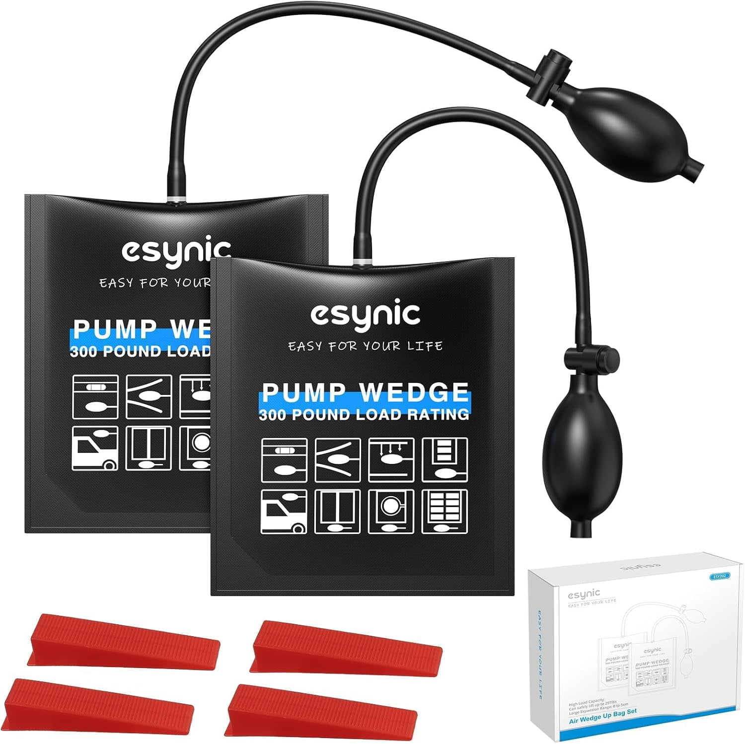 eSynic 2Pack Durable Air Wedge Pump Up Bag Inflatable Winbags TPU Air ...