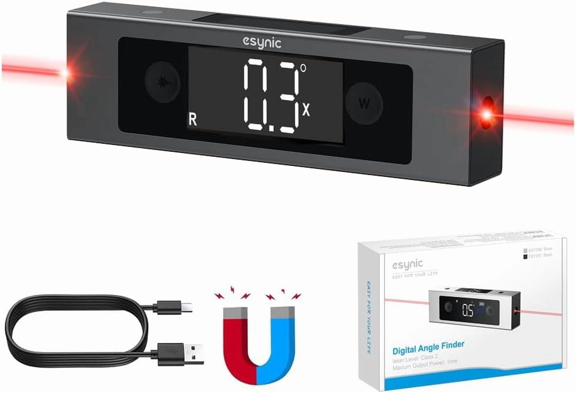 ‌eSynic Digital Angle Finder with Laser Level - Magnetic, Rechargeable ...