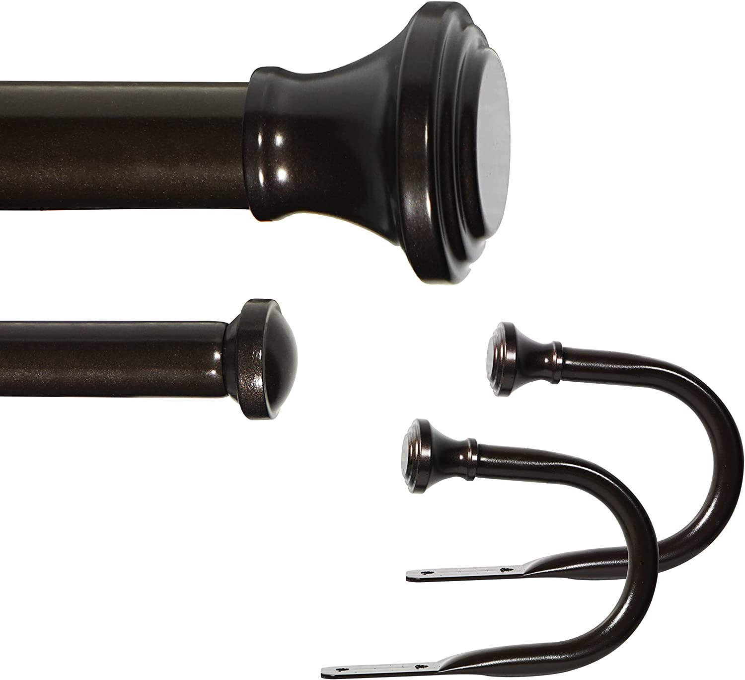 eTeckram 1" Double Curtain Rod, Oil-Rubbed Bronze Trumpet Finials, 48 ...