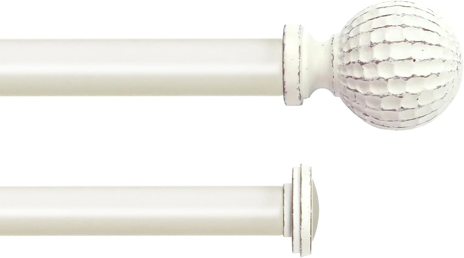 eTeckram 5/8" Double Curtain Rod with Balle Finials,Weathered White,28 ...