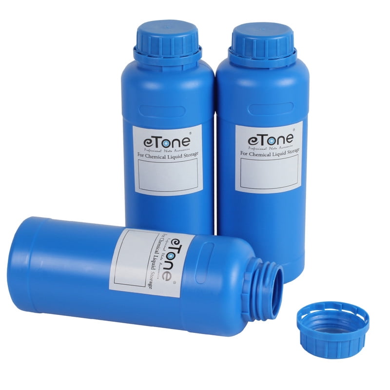 eTone 3PC Drakroom Chemical Storage Bottles with Caps 500ml/16.9oz ...