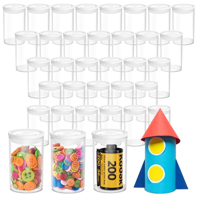 eTone Clear Film Canisters with Caps, 35 Pack, 35mm Plastic Empty ...