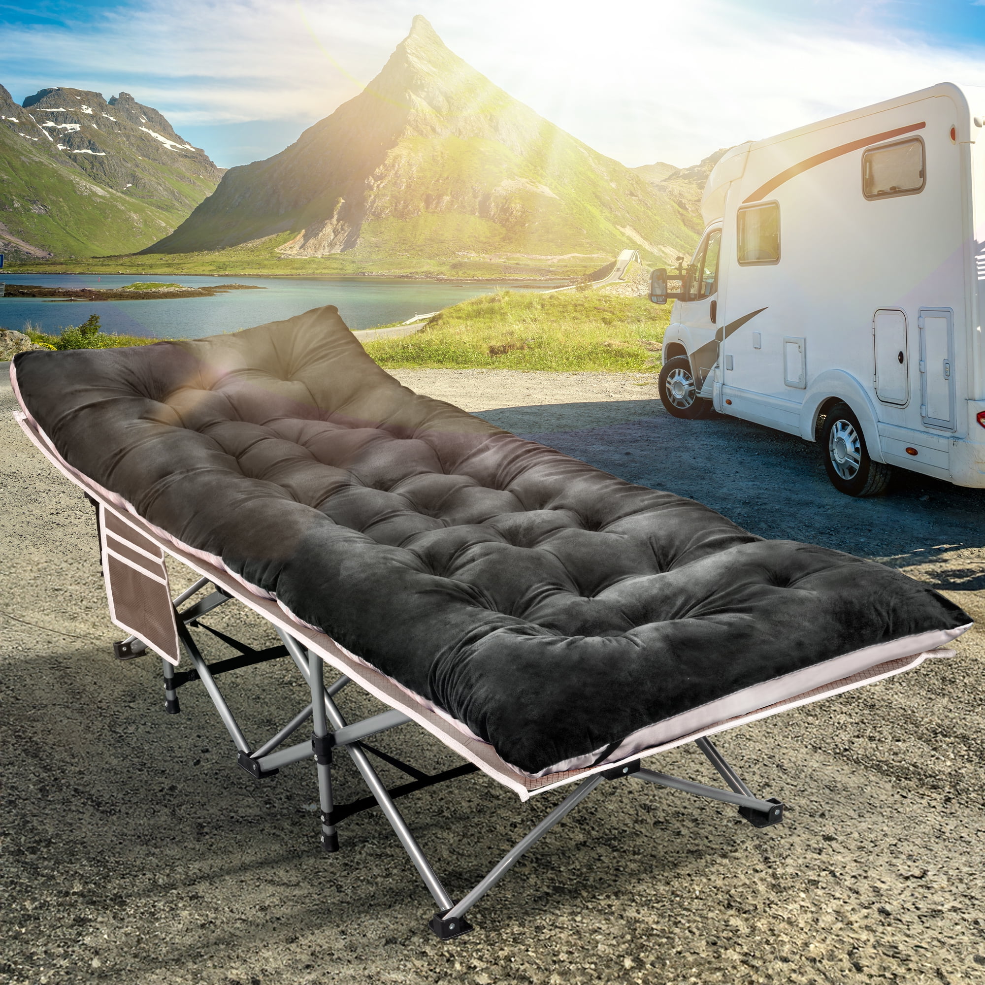 Emossie XL Folding Camping Bed Cot for Adult Kids 500lbs, Portable ...