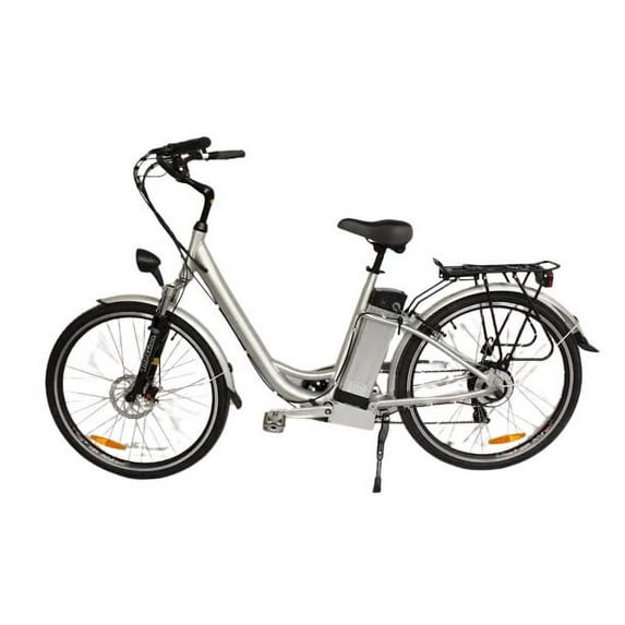 eTravelbikes Silver Electric City Bicycle for Adults, Commuter Ebike, Adult Electric Bicycle ...