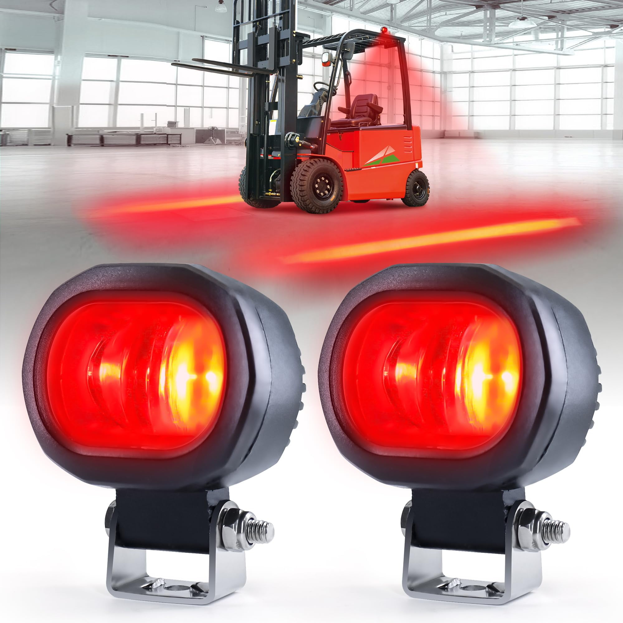 eTzone Mini LED Forklift Light 1000LM Red Warehouse Pedestrian Safety Light Forklift Danger Zone ...