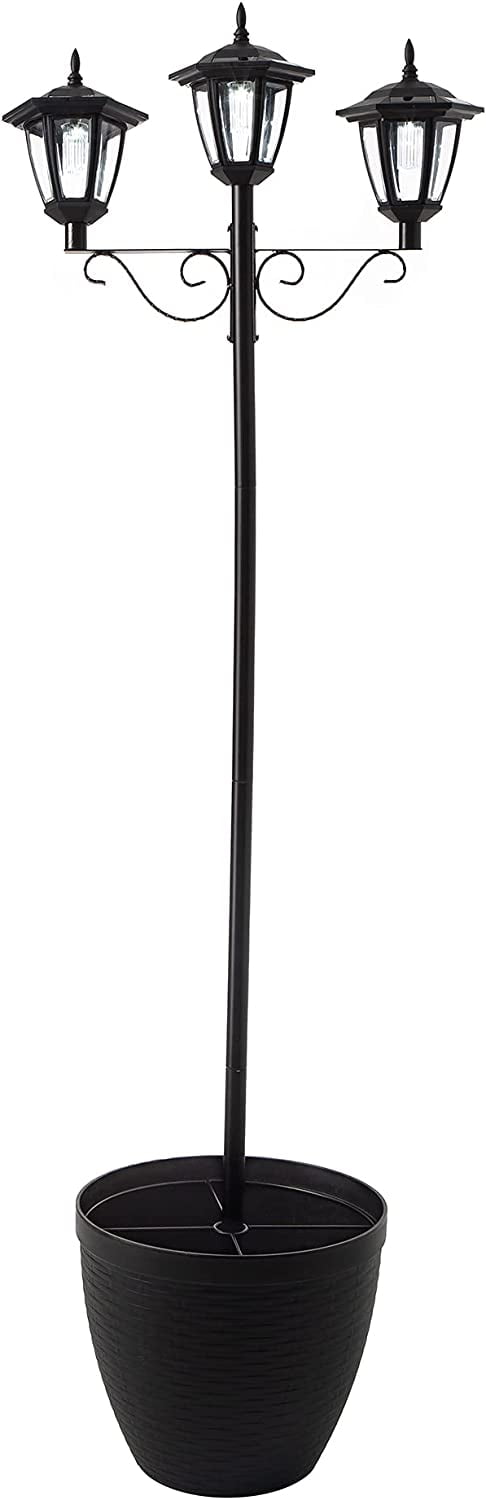 eUty 74” H Outdoor Solar Lamp Post Light Oversized with Planter Pot - 3 ...