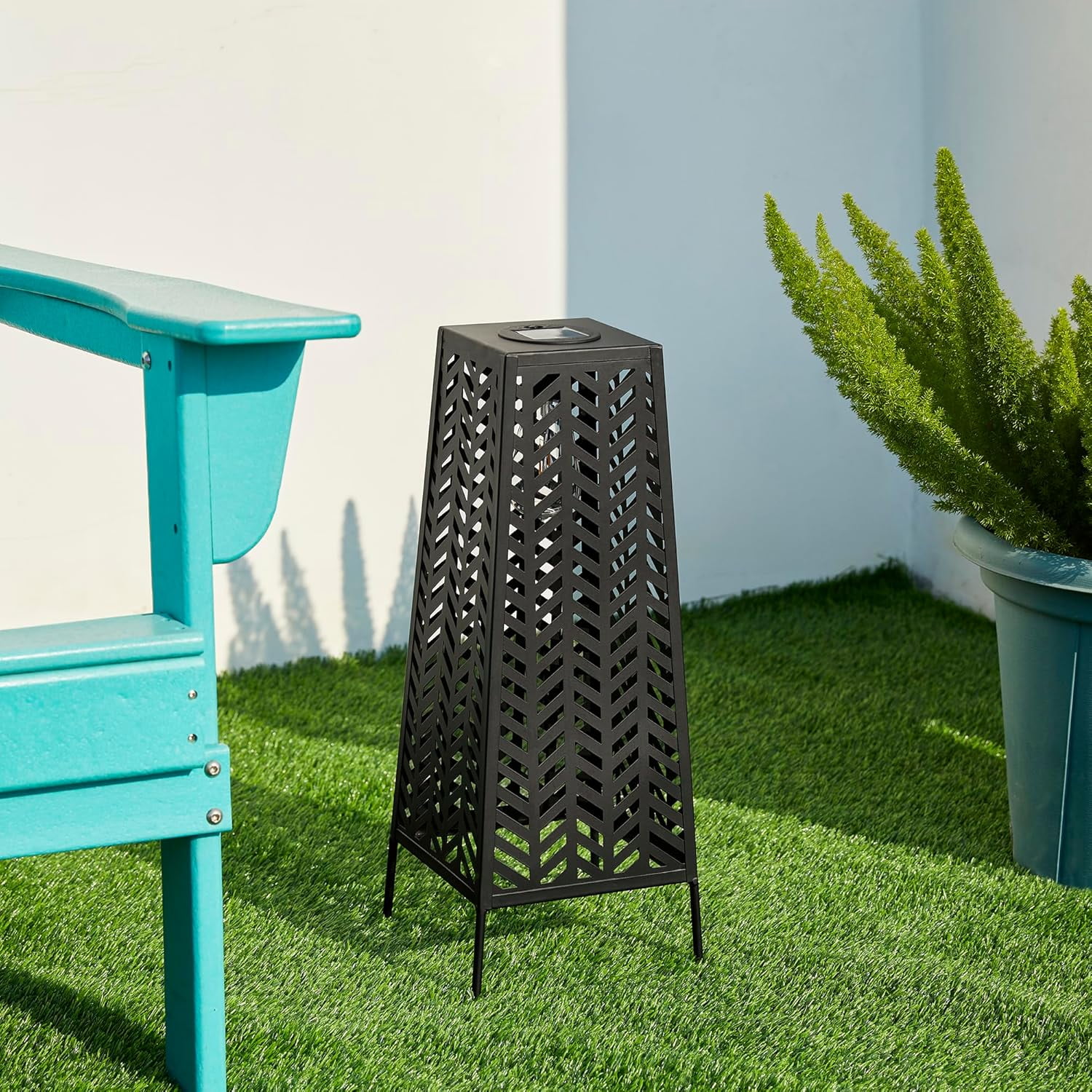 eUty Outdoor Floor Lamp Solar Powered Modern Outdoor Decor Floor ...