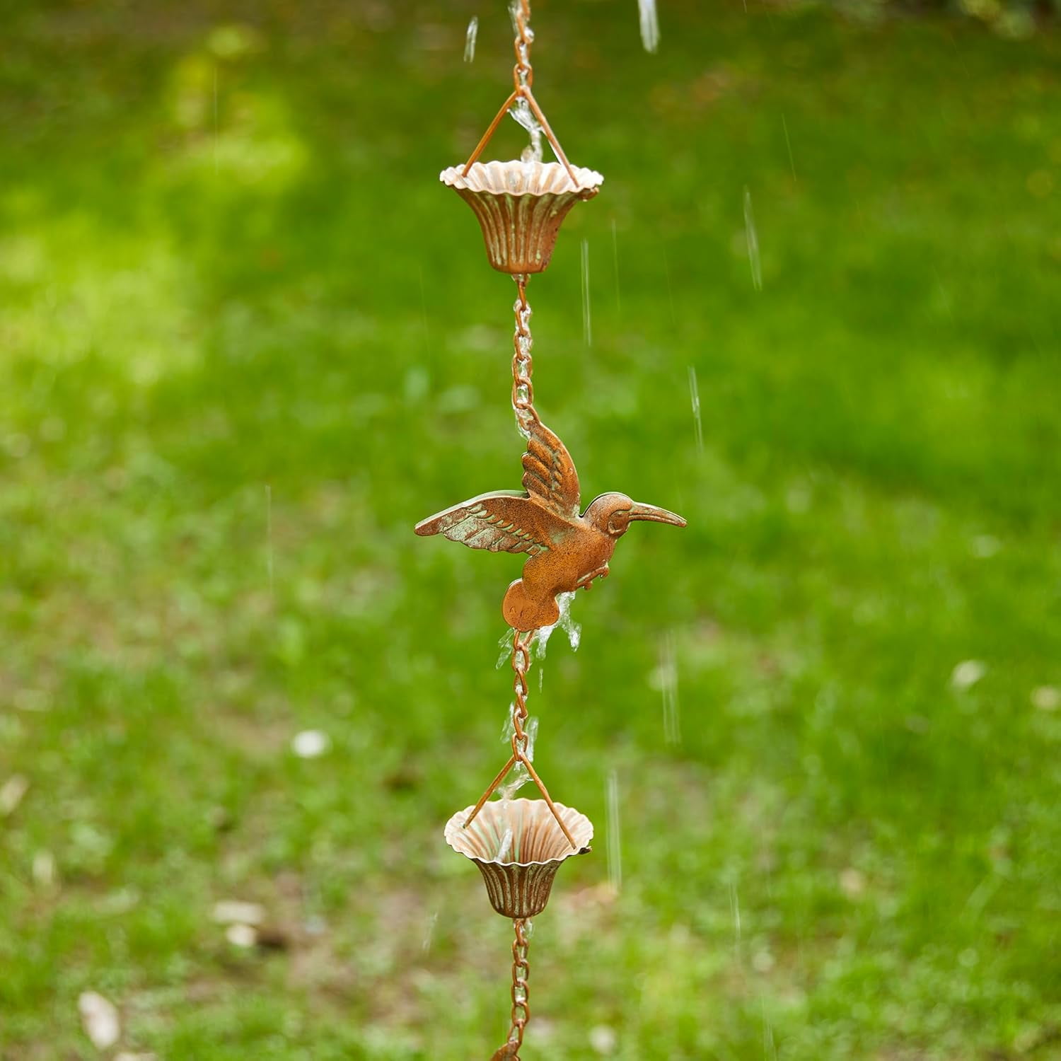 eUty Rain Chain 8.5FT, Hummingbird and Cup Rain Chain for Gutters, Faux ...