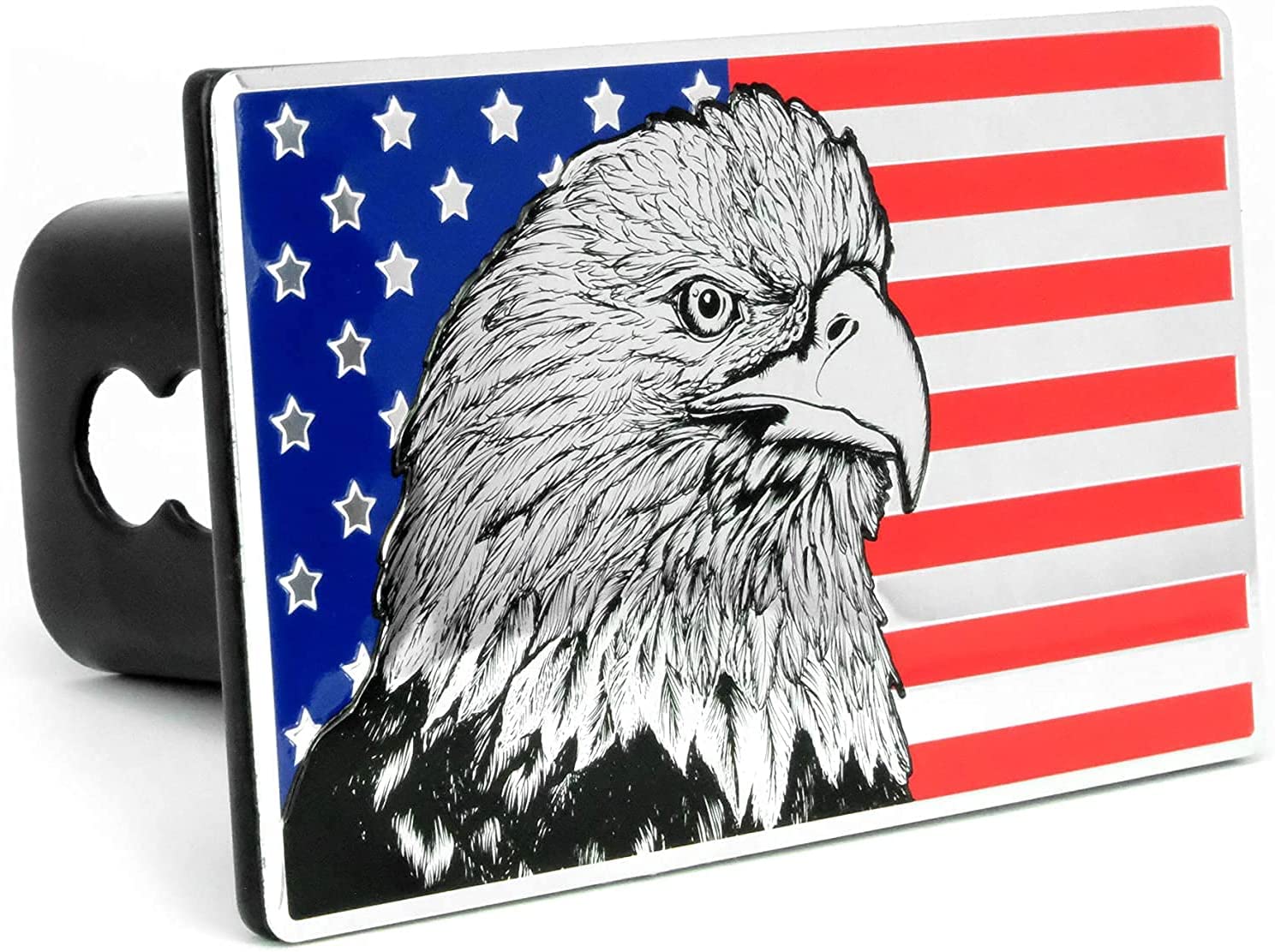 eVerHITCH USA Flag Eagle Metal Emblem Trailer Hitch Cover (Fits 2 ...