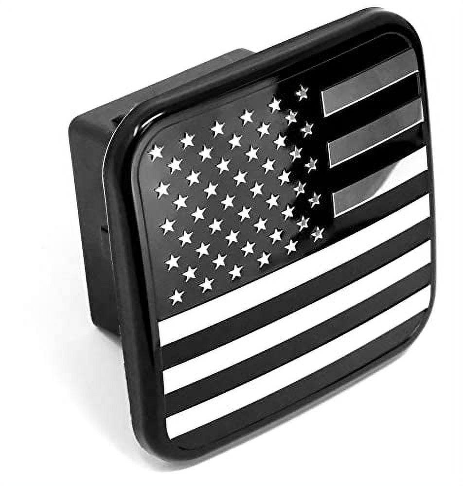 eVerHITCH USA Metal Flag Hitch Cover (Fits 2" Receivers, Black Chrome ...