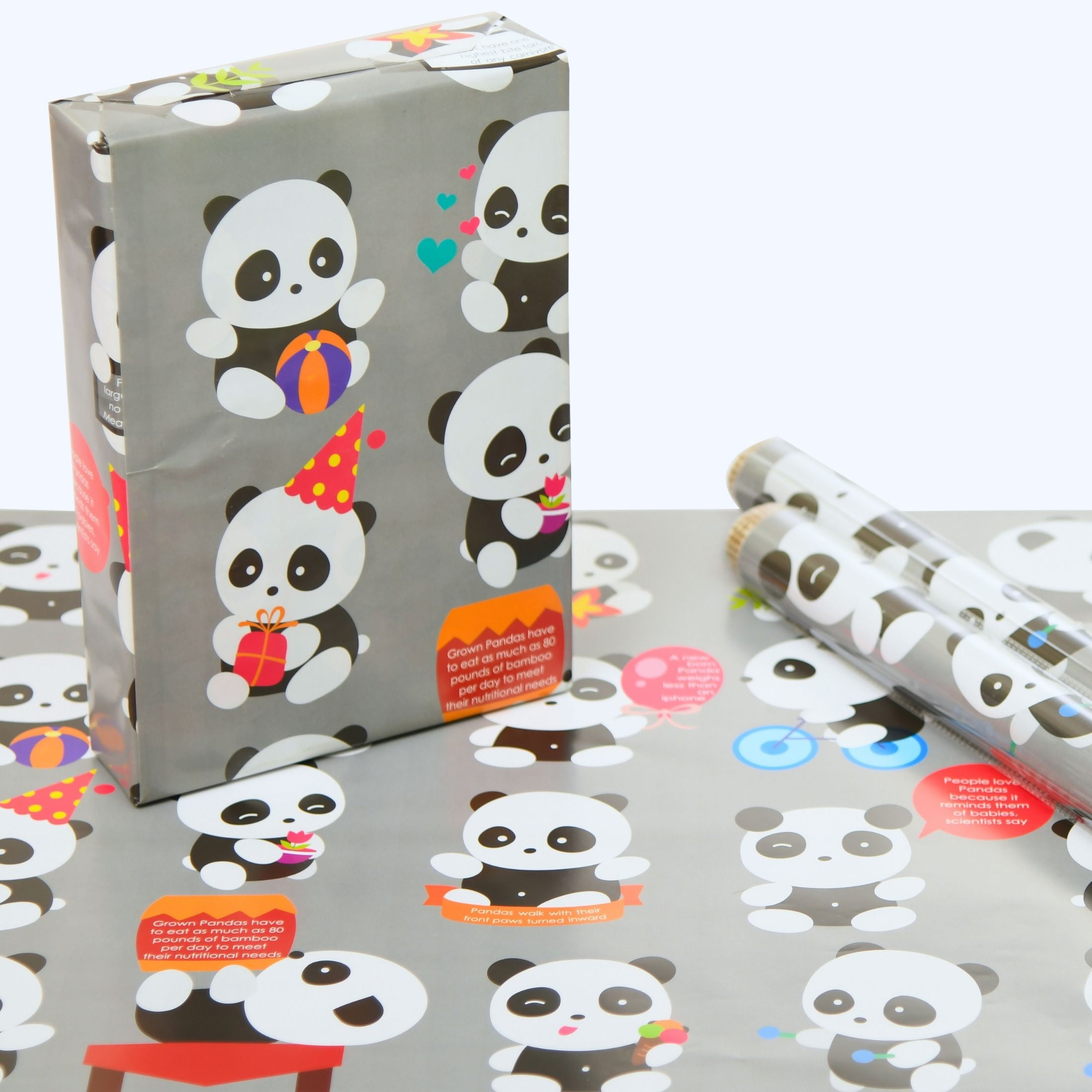 eVincE Cute Panda Pack of 25 Gift Wrapping Paper for Kids Birthday ...