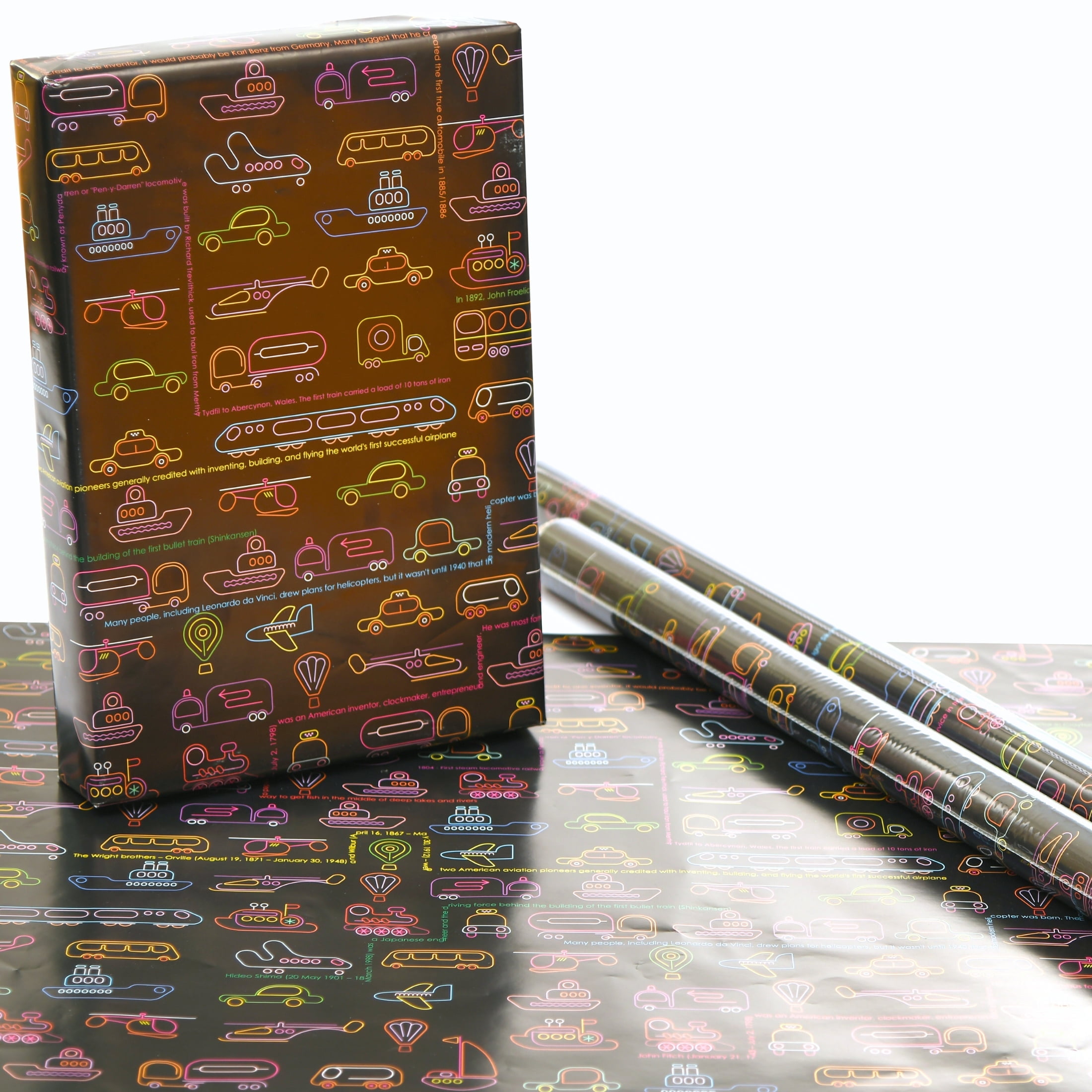 eVincE Pack of 25 Cars Pattern Gift Wrapping Paper with Fun Facts | 70 ...