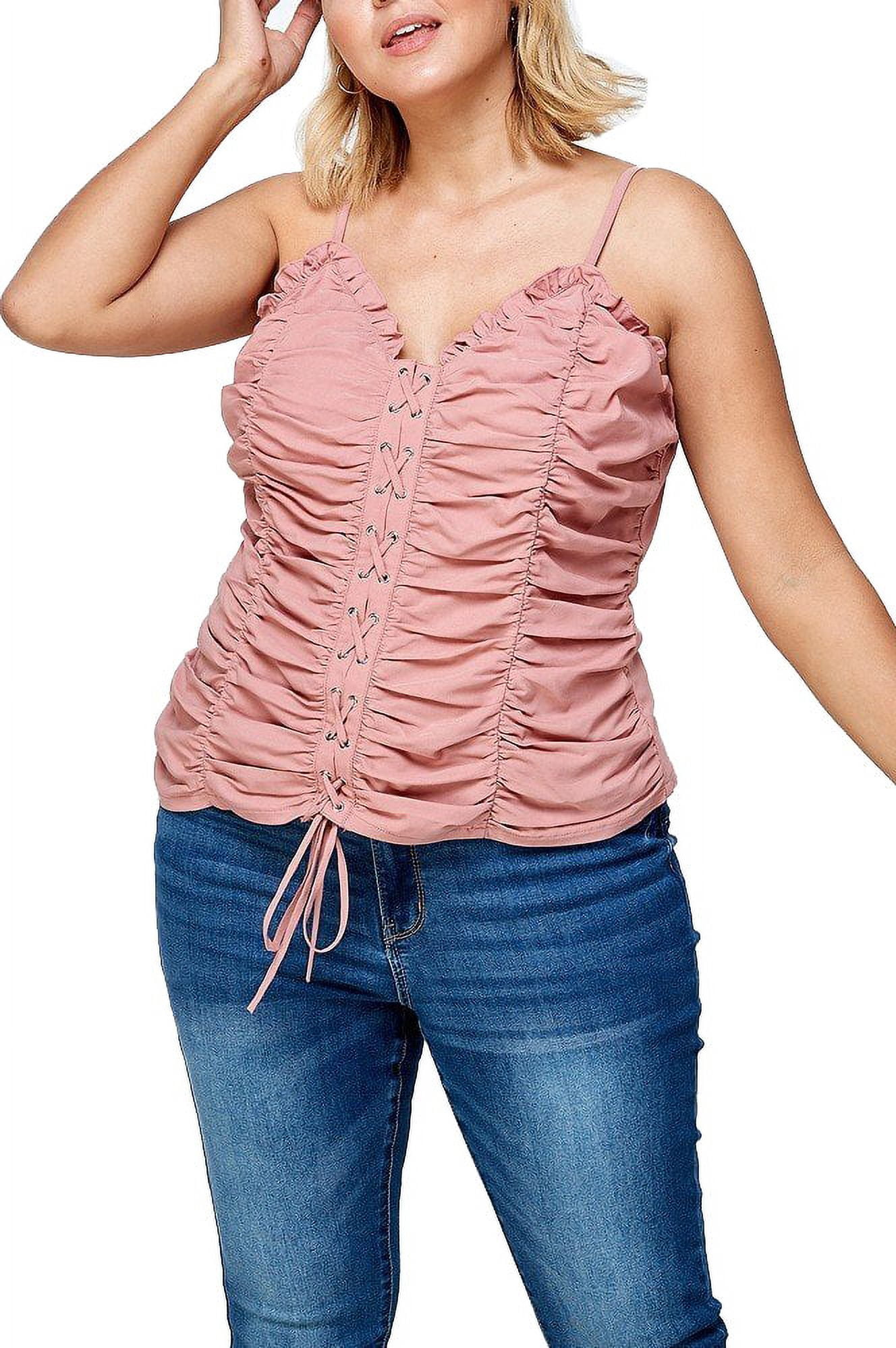 Evogues Plus Size Lace Up Corset Top Mauve