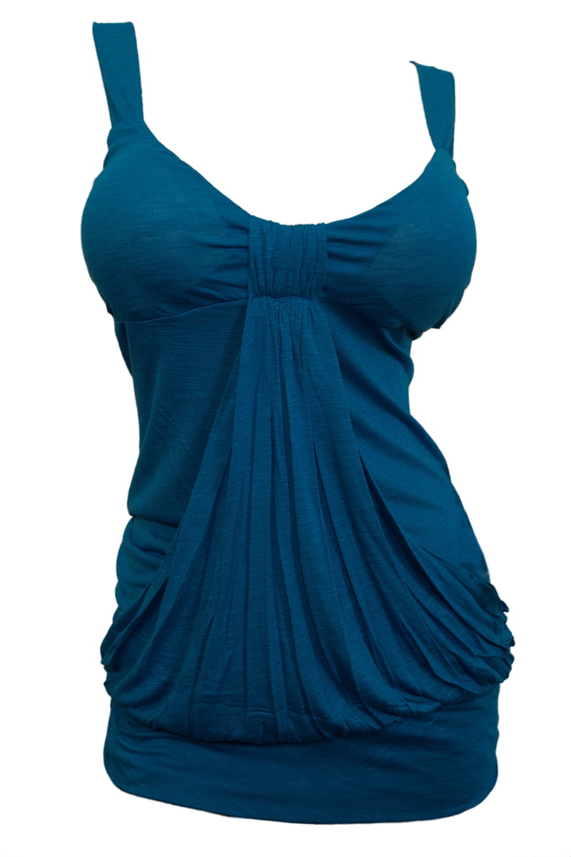 eVogues Plus size Low Cut Draping Top Teal - Walmart.com