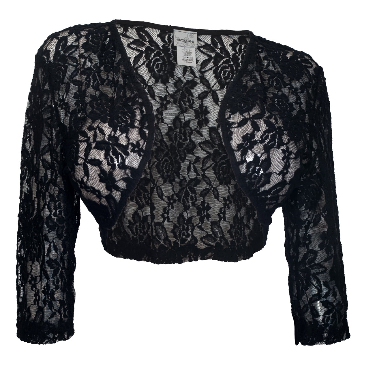 eVogues Women's Open Front Sheer Lace Bolero Shrug Black - Walmart.com