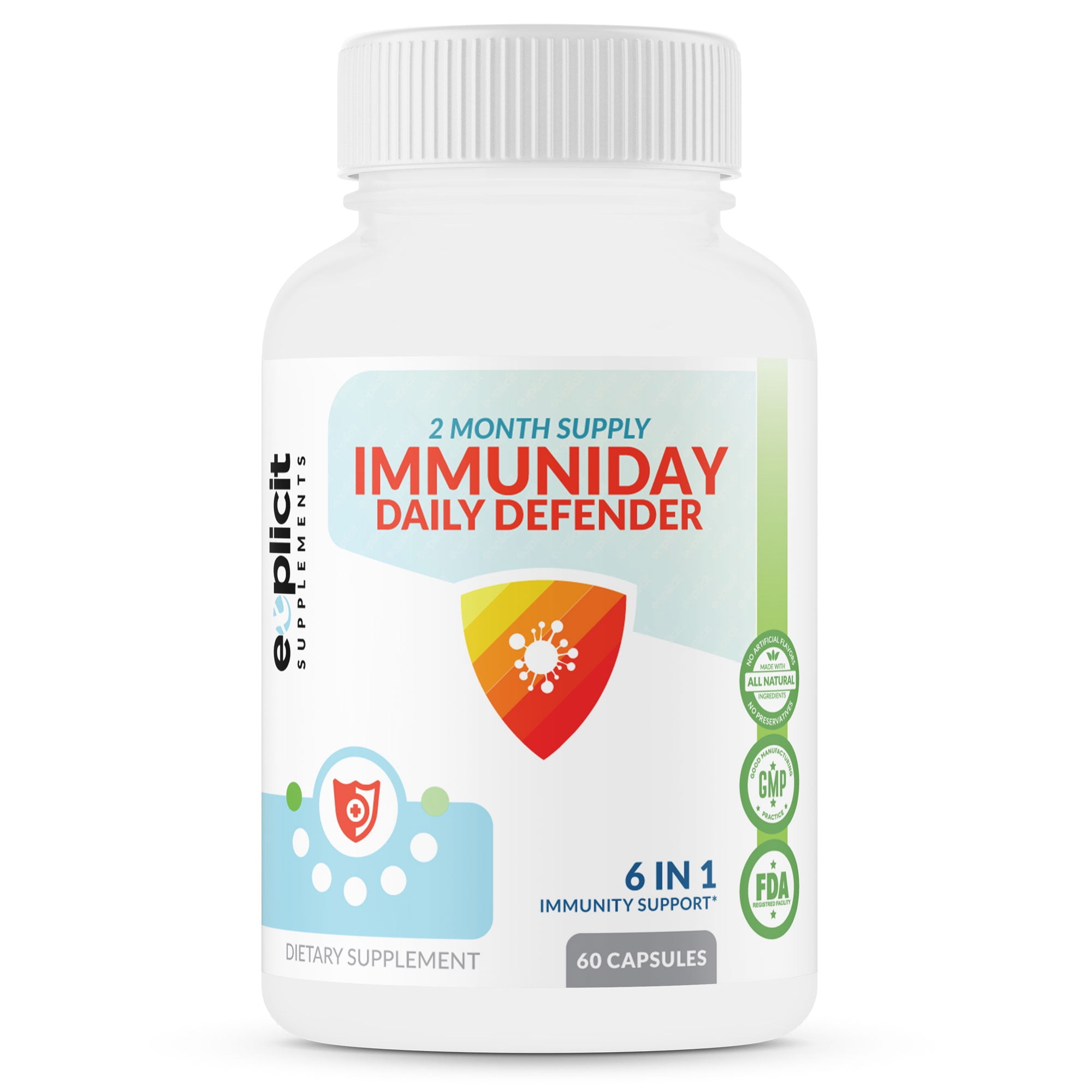 eXplicit Supplements ImmuniDay Daily Defender - with Elderberry ...