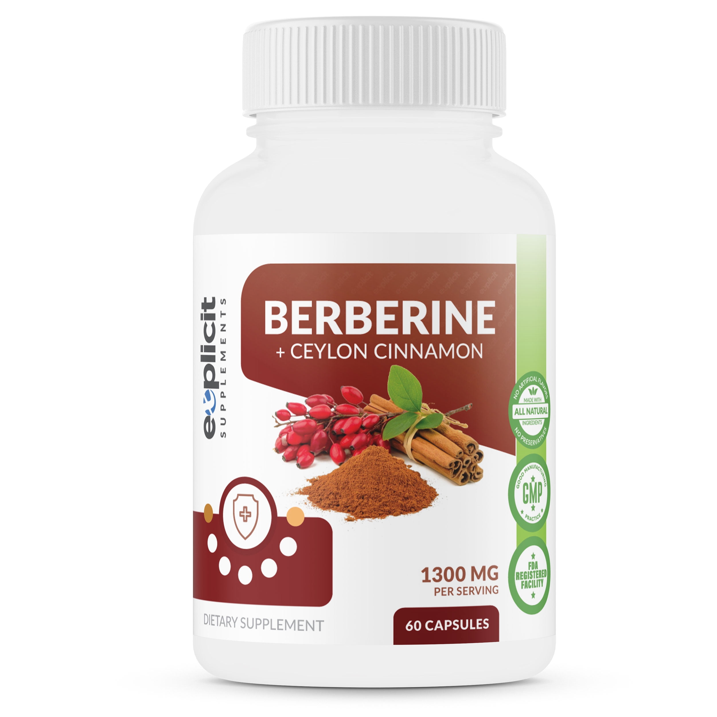 eXplicit Supplements Premium Berberine & Ceylon Cinnamon Supplement, 180 Capsules - Walmart.com