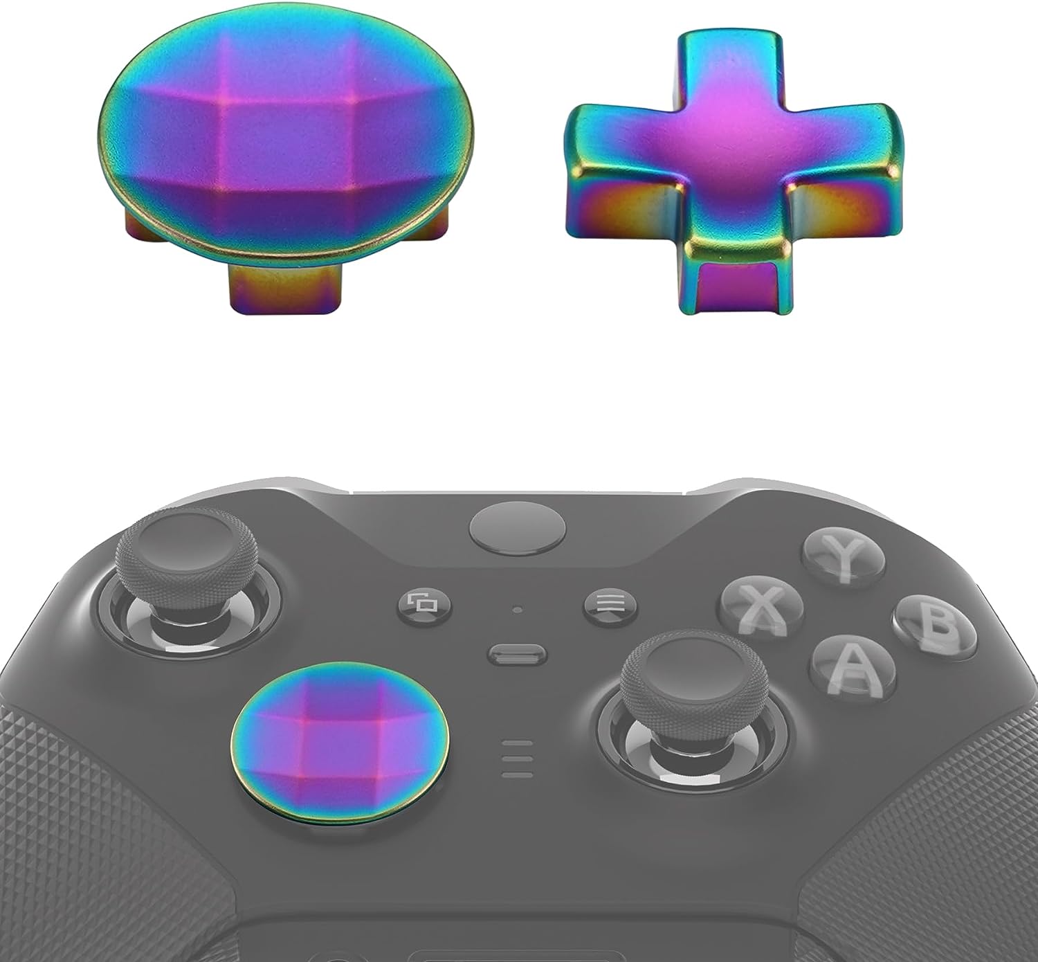 eXtremeRate 2 pcs Metalic Rainbow Aura Blue & Purple Magnetic Stainless ...