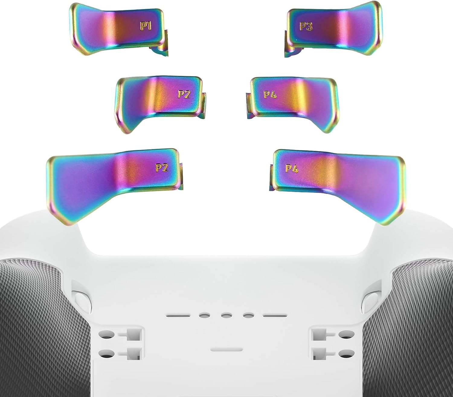 eXtremeRate 6 in 1 Metalic Rainbow Replacement Back Paddles Button Set ...