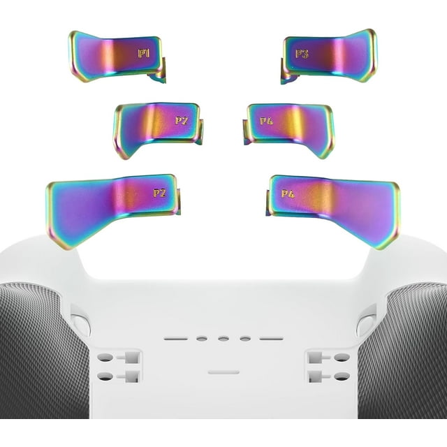 eXtremeRate 6 in 1 Metalic Rainbow Replacement Back Paddles Button Set ...