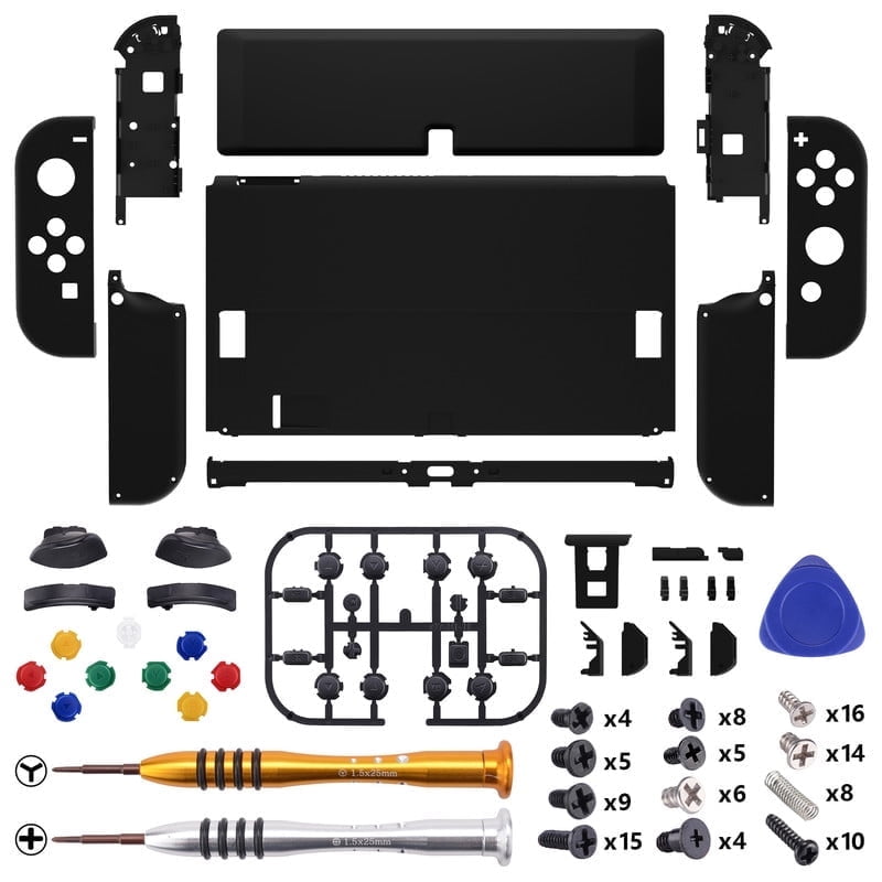 eXtremeRate Black Full Set Shell Buttons Replacement Console Back Plate ...