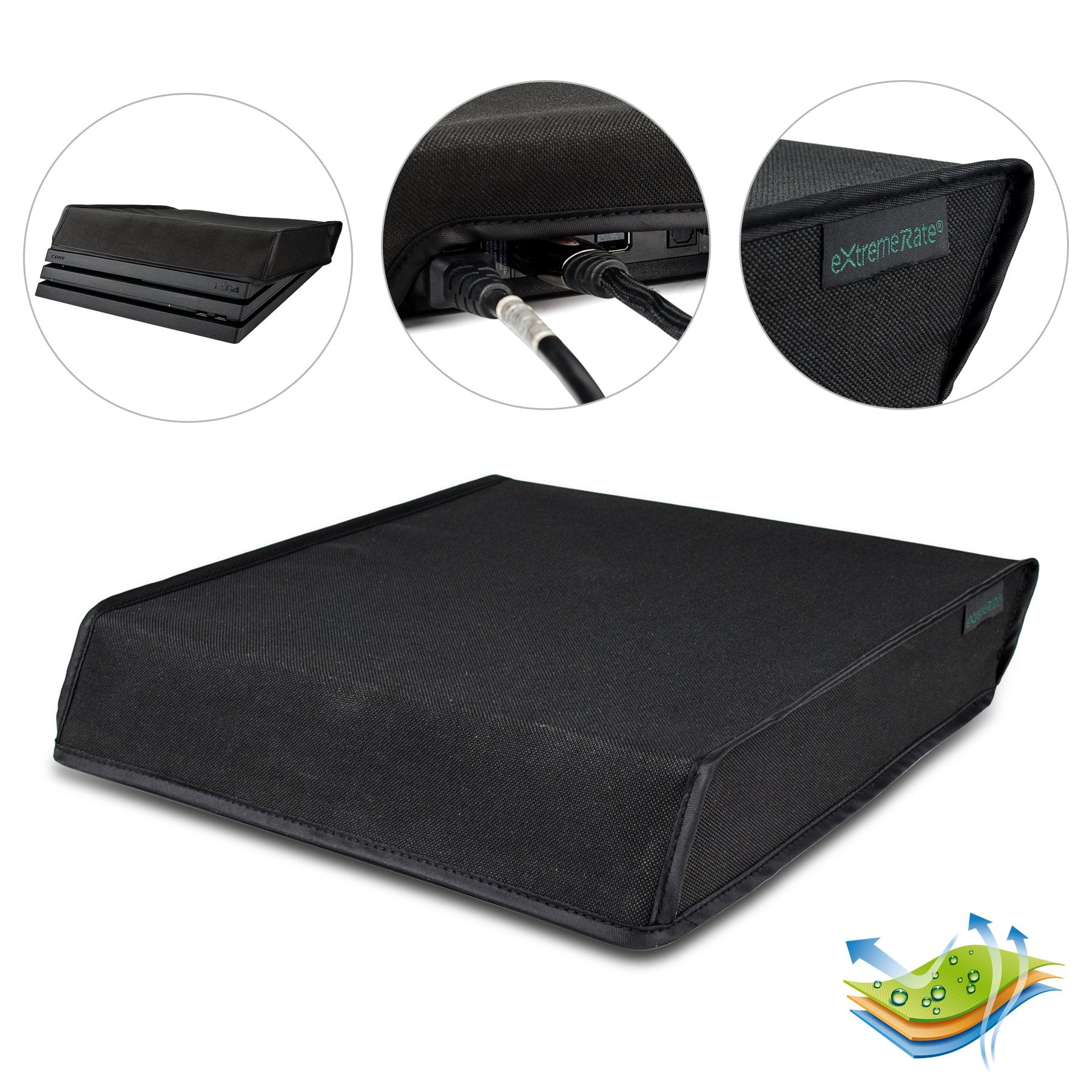 eXtremeRate Black Horizontal Dust Cover for PS4 Pro Console, Soft Neat ...