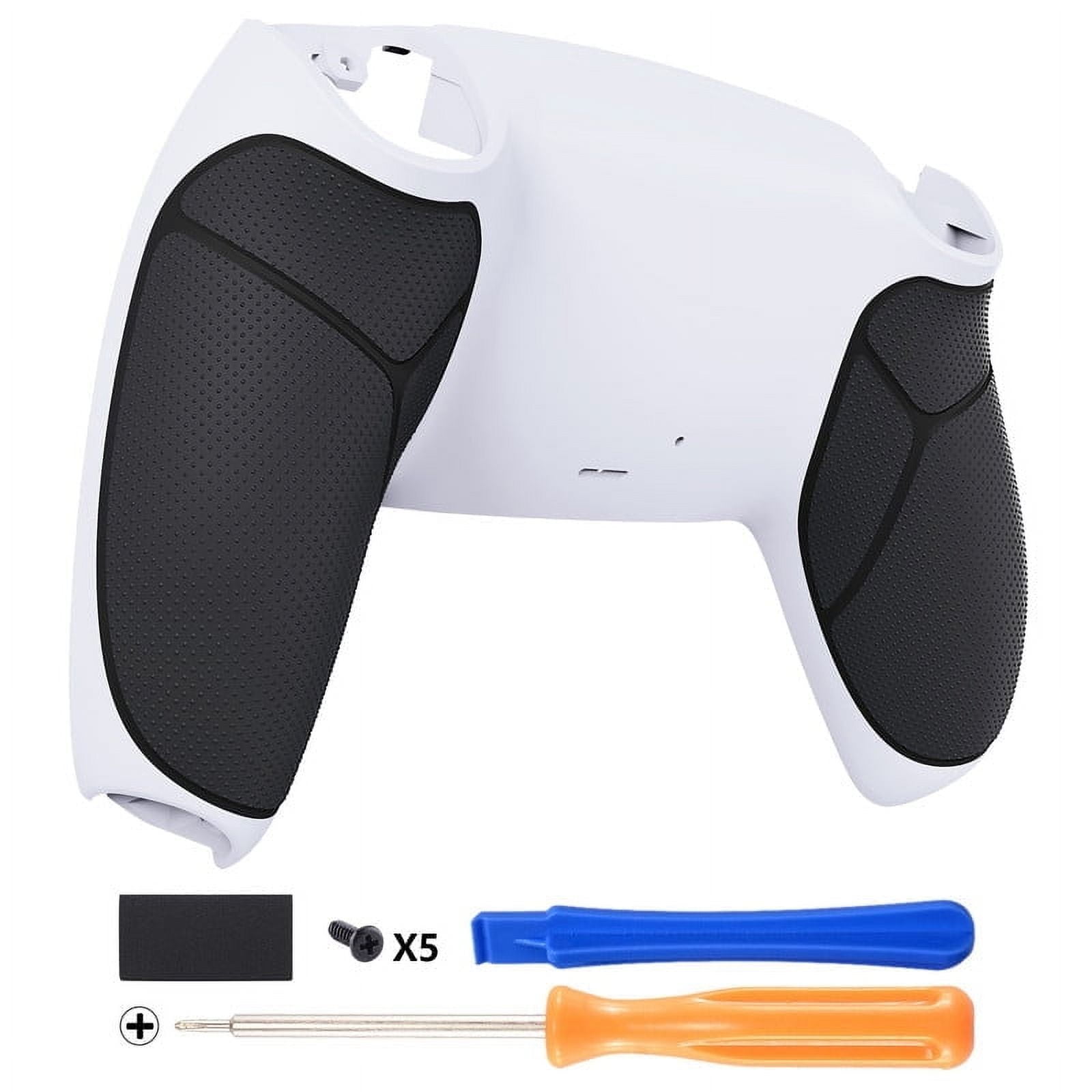 eXtremeRate Black Performance Rubberized Grip Custom White Back Housing ...