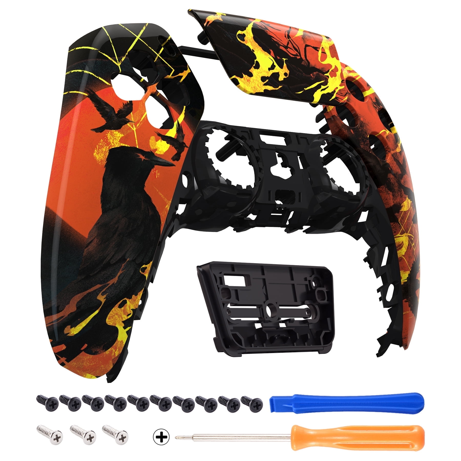 eXtremeRate Blood Moon Raven Touchpad Front Housing Shell Compatible ...