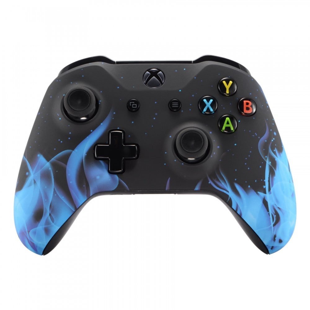 eXtremeRate Blue Flame Cover Front Housing Shell Grip Replacement Kit ...