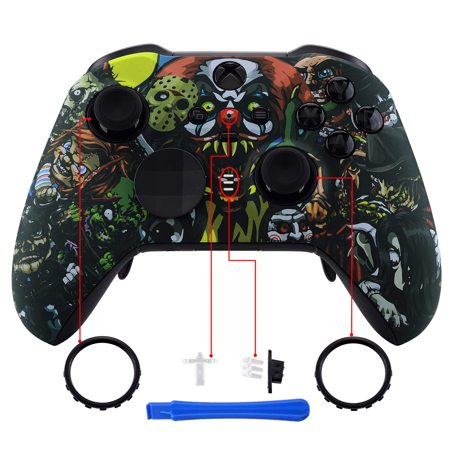 eXtremeRate Blue Flame Fire Faceplate, Soft Touch Front Shell for Xbox ...