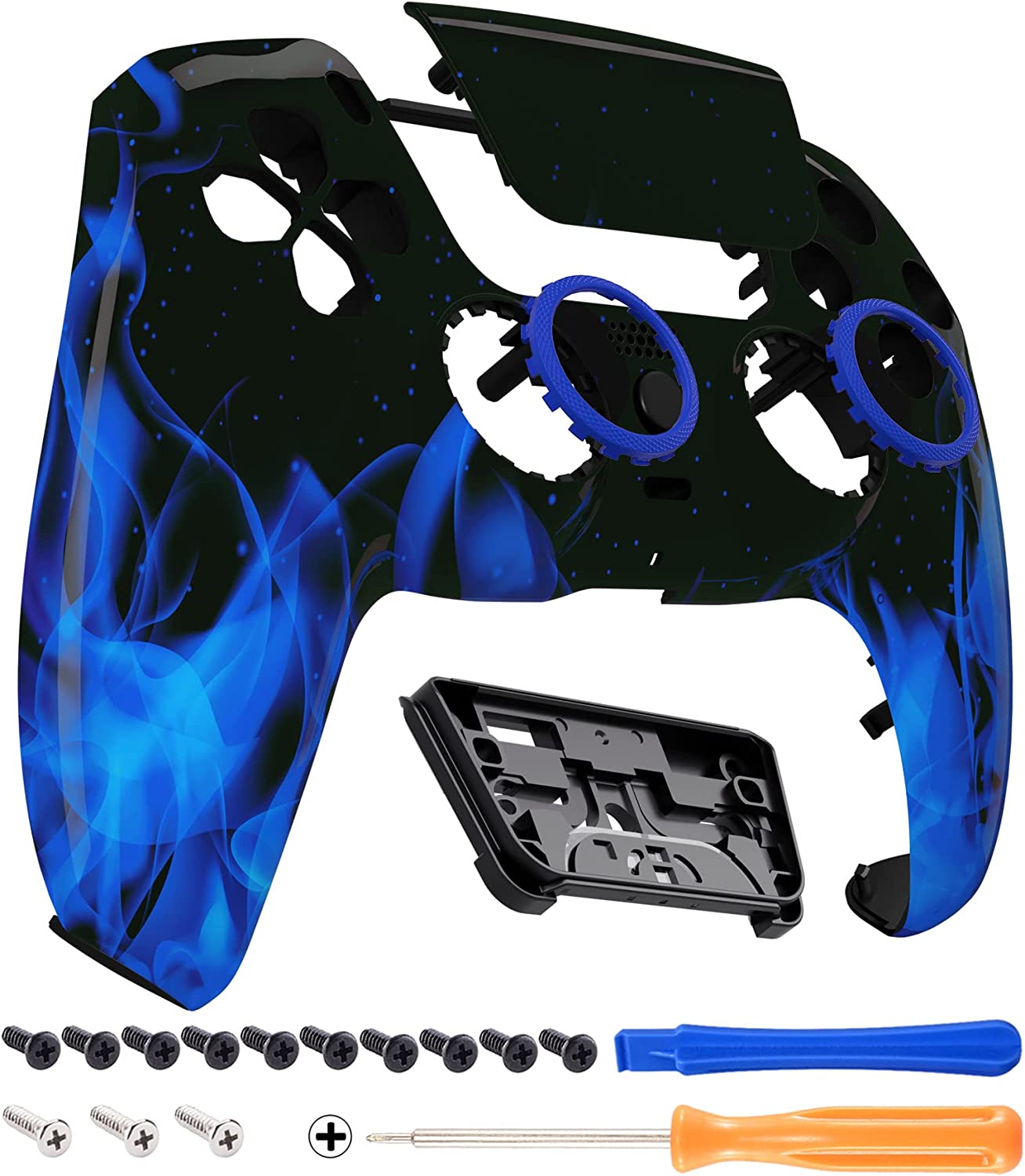 eXtremeRate Blue Flame Replacement Front Cover Touchpad for ps5 ...