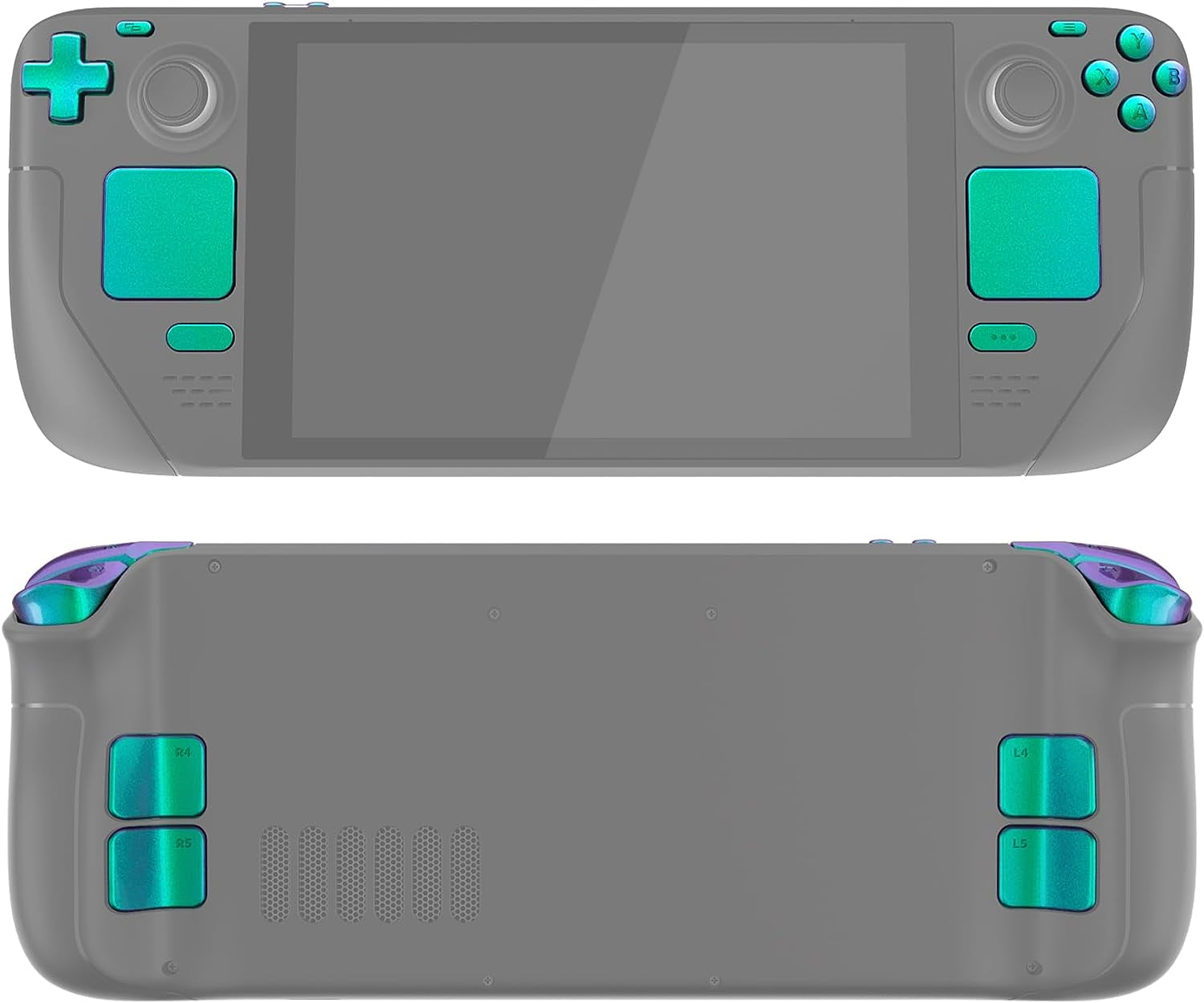 eXtremeRate Chameleon Green Purple Replacement ABXY D-pad Trackpad ...